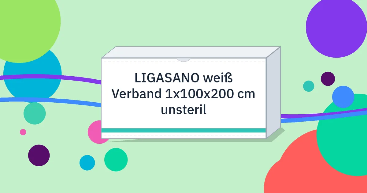 Symbolbild: Packung mit der Aufschrift LIGASANO weiß Verband 1x100x200 cm unsteril (PZN 17250729) – Verfügbarkeit und Bezug in Apotheken in Frankfurt am Main
