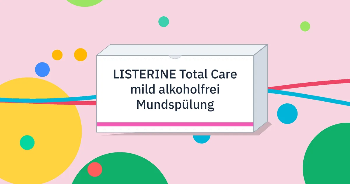 Symbolbild: Packung mit der Aufschrift LISTERINE Total Care mild alkoholfrei Mundspülung (PZN 20693933) – Verfügbarkeit und Bezug in Apotheken in Frankfurt am Main