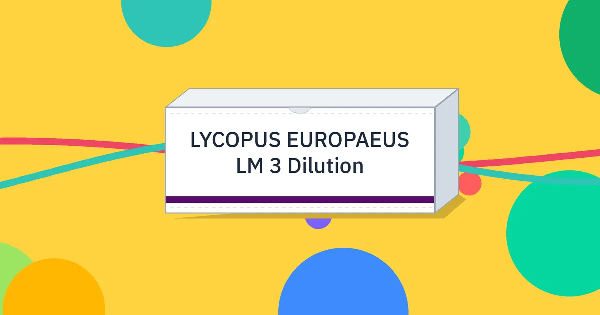 Symbolbild: Packung mit der Aufschrift LYCOPUS EUROPAEUS LM 3 Dilution (PZN 13537919) – Verfügbarkeit und Bezug in Apotheken in Frankfurt am Main