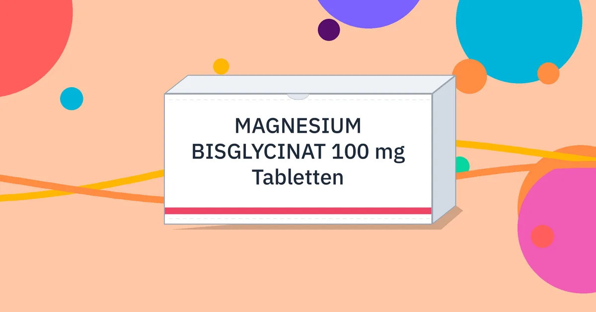 Symbolbild: Packung mit der Aufschrift MAGNESIUM BISGLYCINAT 100 mg Tabletten (PZN 17965486) – Verfügbarkeit und Bezug in Apotheken in Frankfurt am Main