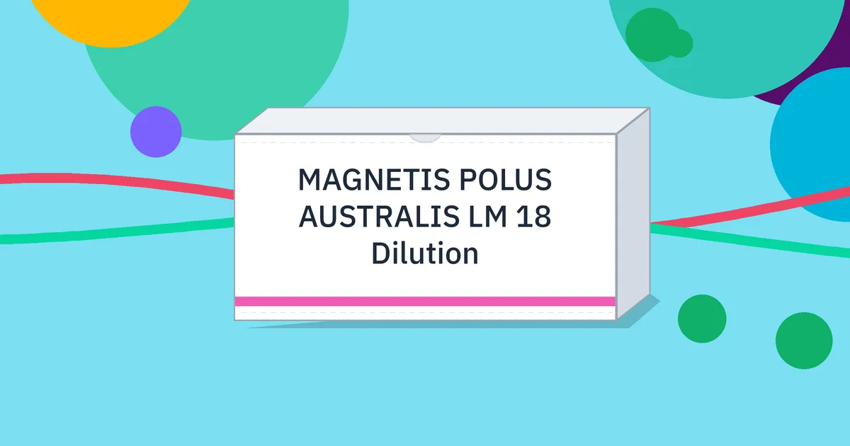 Symbolbild: Packung mit der Aufschrift MAGNETIS POLUS AUSTRALIS LM 18 Dilution (PZN 12941512) – Verfügbarkeit und Bezug in Apotheken in Frankfurt am Main