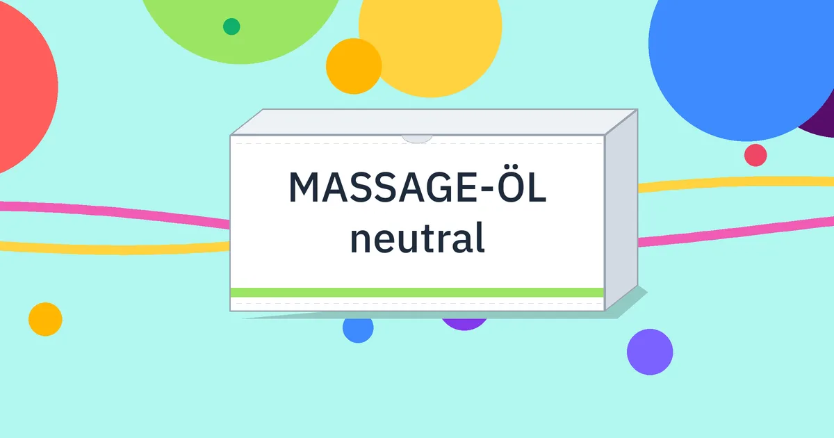 Symbolbild: Packung mit der Aufschrift MASSAGE-ÖL neutral (PZN 03827674) – Verfügbarkeit und Bezug in Apotheken in Frankfurt am Main
