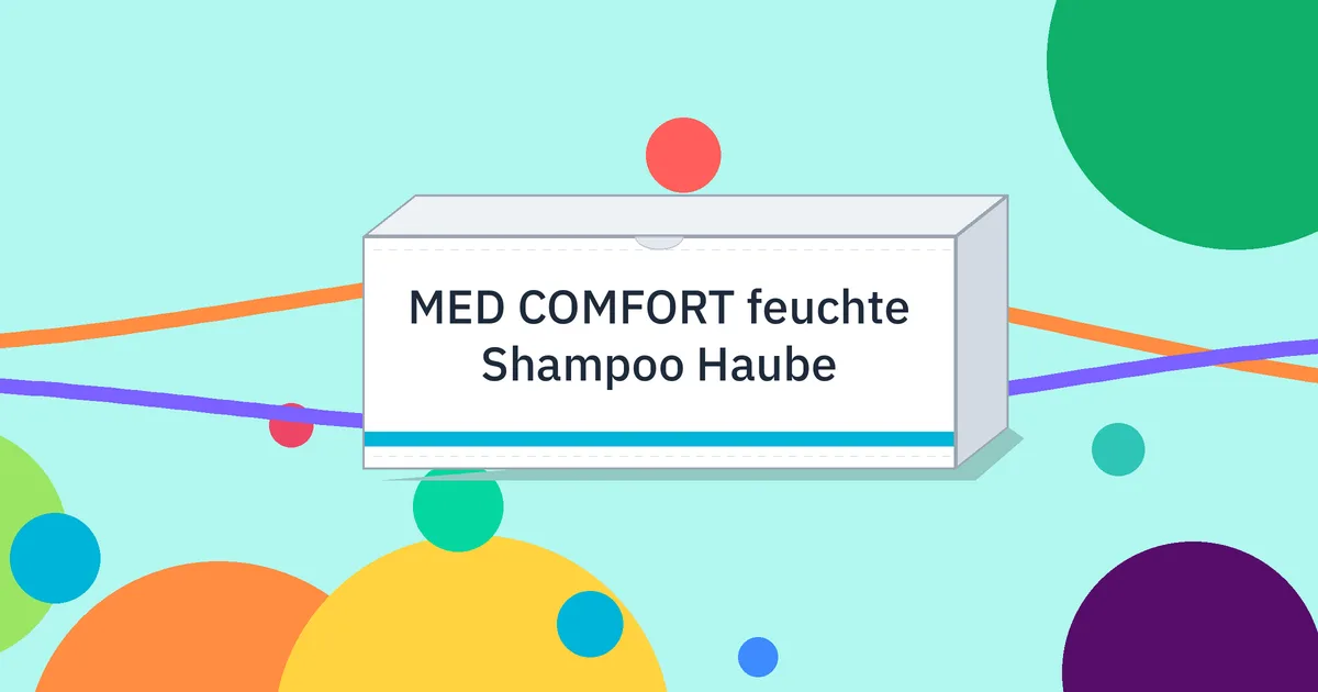 Symbolbild: Packung mit der Aufschrift MED COMFORT feuchte Shampoo Haube (PZN 12435559) – Verfügbarkeit und Bezug in Apotheken in Frankfurt am Main