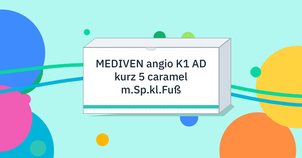 Symbolbild: Packung mit der Aufschrift MEDIVEN angio K1 AD kurz 5 caramel m.Sp.kl.Fuß (PZN 17210316) – Verfügbarkeit und Bezug in Apotheken in Frankfurt am Main