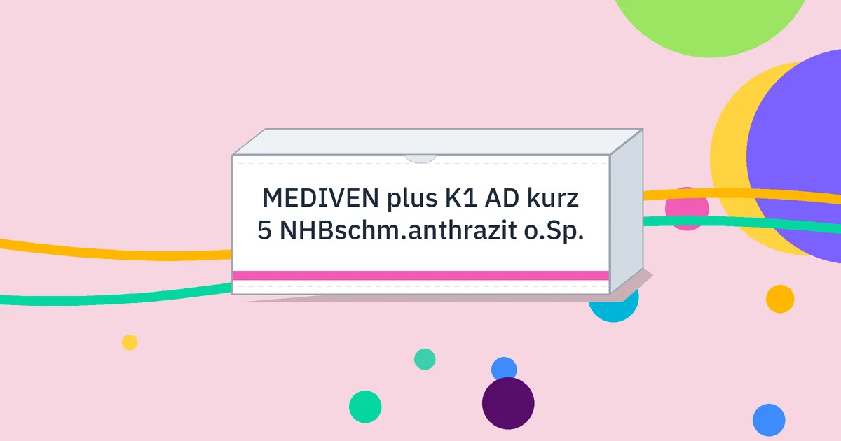 Symbolbild: Packung mit der Aufschrift MEDIVEN plus K1 AD kurz 5 NHBschm.anthrazit o.Sp. (PZN 15898751) – Verfügbarkeit und Bezug in Apotheken in Frankfurt am Main