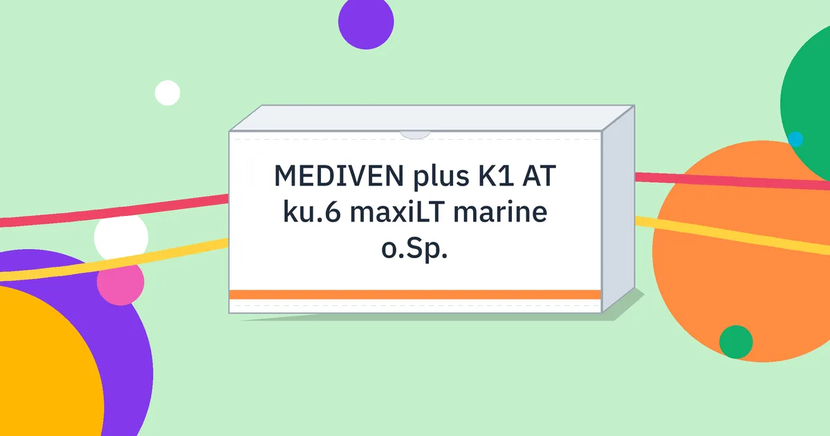Symbolbild: Packung mit der Aufschrift MEDIVEN plus K1 AT ku.6 maxiLT marine o.Sp. (PZN 15068587) – Verfügbarkeit und Bezug in Apotheken in Frankfurt am Main