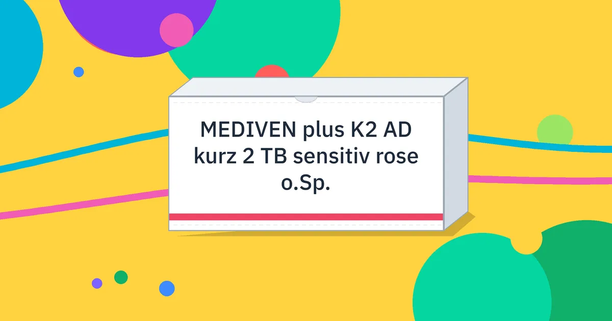Symbolbild: Packung mit der Aufschrift MEDIVEN plus K2 AD kurz 2 TB sensitiv rose o.Sp. (PZN 15106253) – Verfügbarkeit und Bezug in Apotheken in Frankfurt am Main