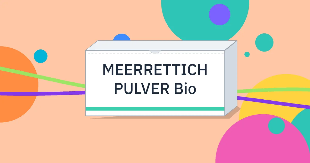 Symbolbild: Packung mit der Aufschrift MEERRETTICH PULVER Bio (PZN 12649065) – Verfügbarkeit und Bezug in Apotheken in Frankfurt am Main