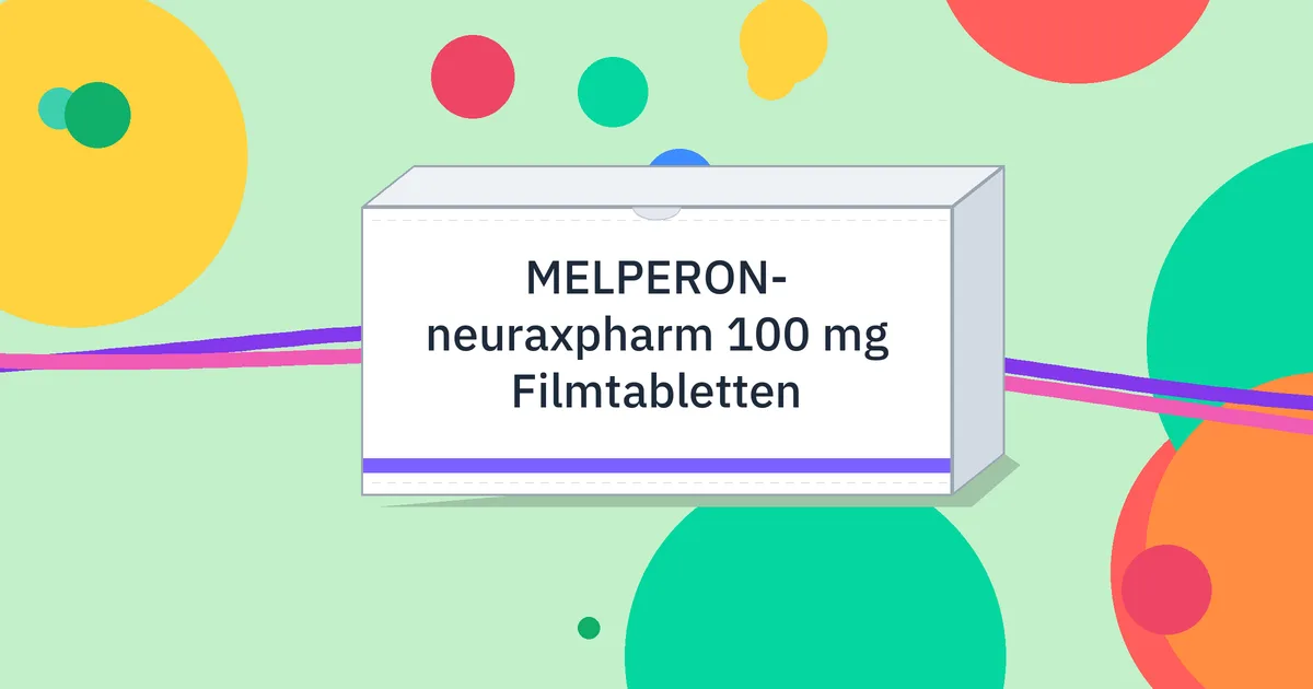 Symbolbild: Packung mit der Aufschrift MELPERON-neuraxpharm 100 mg Filmtabletten (PZN 00068386) – Verfügbarkeit und Bezug in Apotheken in Frankfurt am Main