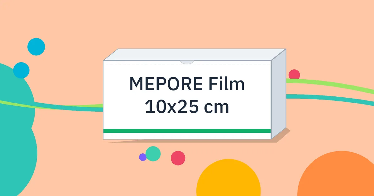 Symbolbild: Packung mit der Aufschrift MEPORE Film 10x25 cm (PZN 06425261) – Verfügbarkeit und Bezug in Apotheken in Frankfurt am Main
