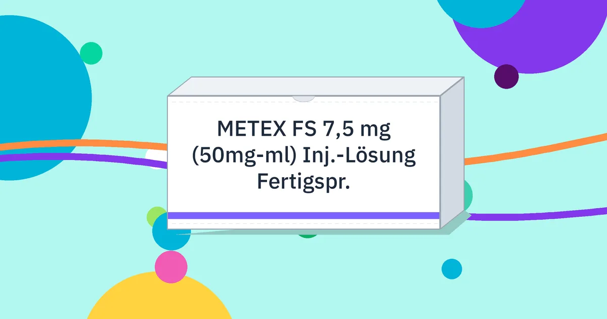 Symbolbild: Packung mit der Aufschrift METEX FS 7,5 mg (50mg-ml) Inj.-Lösung Fertigspr. (PZN 01178013) – Verfügbarkeit und Bezug in Apotheken in Frankfurt am Main