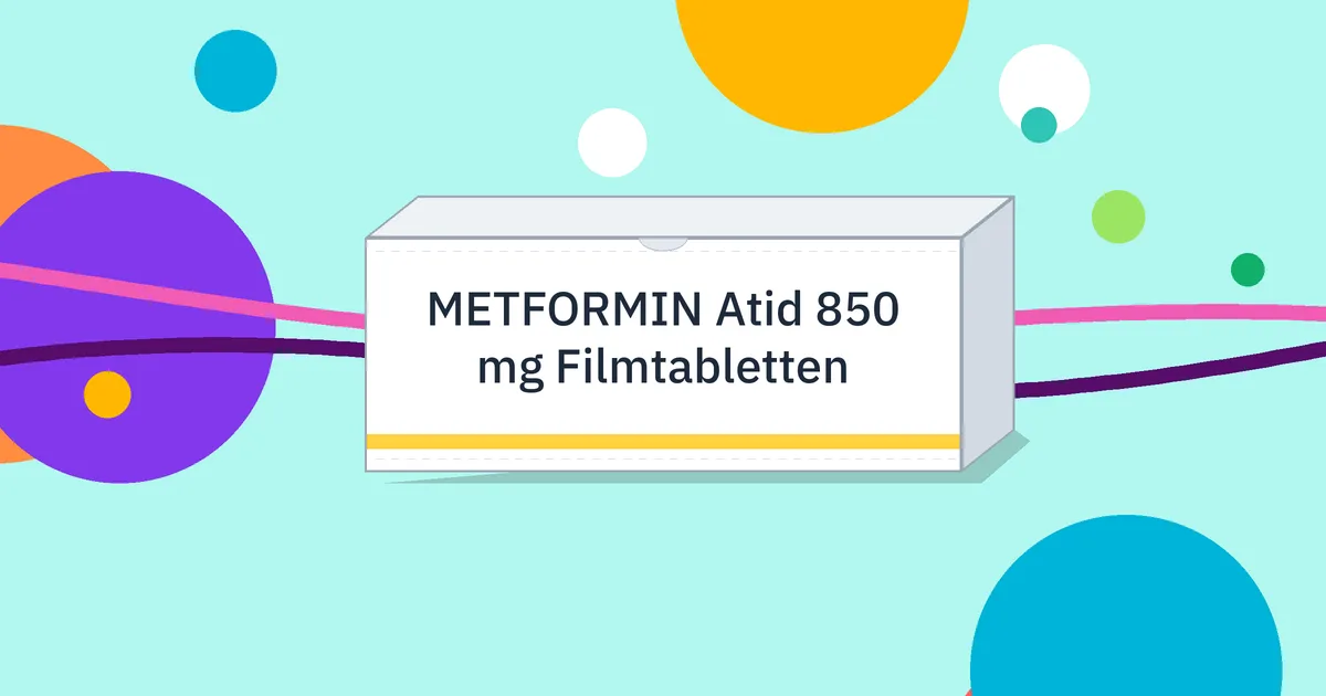 Symbolbild: Packung mit der Aufschrift METFORMIN Atid 850 mg Filmtabletten (PZN 05542243) – Verfügbarkeit und Bezug in Apotheken in Frankfurt am Main