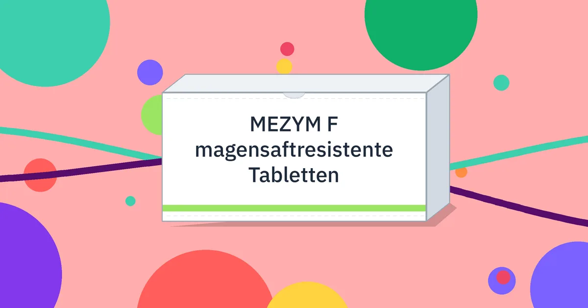 Symbolbild: Packung mit der Aufschrift MEZYM F magensaftresistente Tabletten (PZN 06190415) – Verfügbarkeit und Bezug in Apotheken in Frankfurt am Main