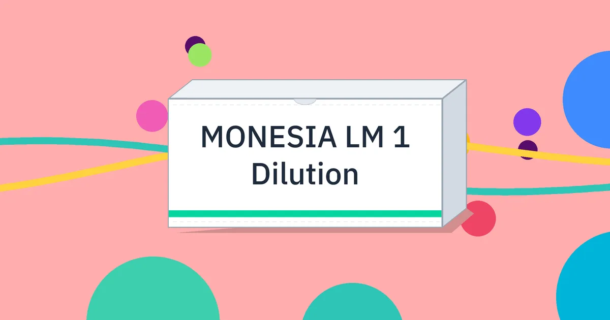 Symbolbild: Packung mit der Aufschrift MONESIA LM 1 Dilution (PZN 13610622) – Verfügbarkeit und Bezug in Apotheken in Frankfurt am Main