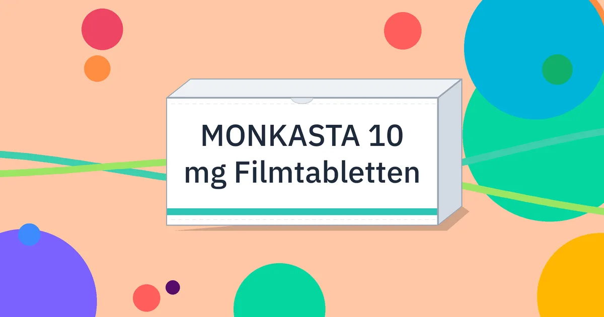 Symbolbild: Packung mit der Aufschrift MONKASTA 10 mg Filmtabletten (PZN 09765023) – Verfügbarkeit und Bezug in Apotheken in Frankfurt am Main
