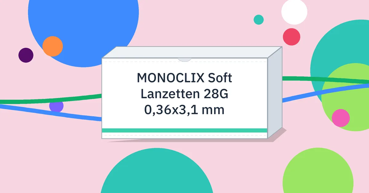 Symbolbild: Packung mit der Aufschrift MONOCLIX Soft Lanzetten 28G 0,36x3,1 mm (PZN 10281247) – Verfügbarkeit und Bezug in Apotheken in Frankfurt am Main