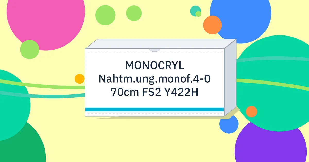Symbolbild: Packung mit der Aufschrift MONOCRYL Nahtm.ung.monof.4-0 70cm FS2 Y422H (PZN 16786617) – Verfügbarkeit und Bezug in Apotheken in Frankfurt am Main