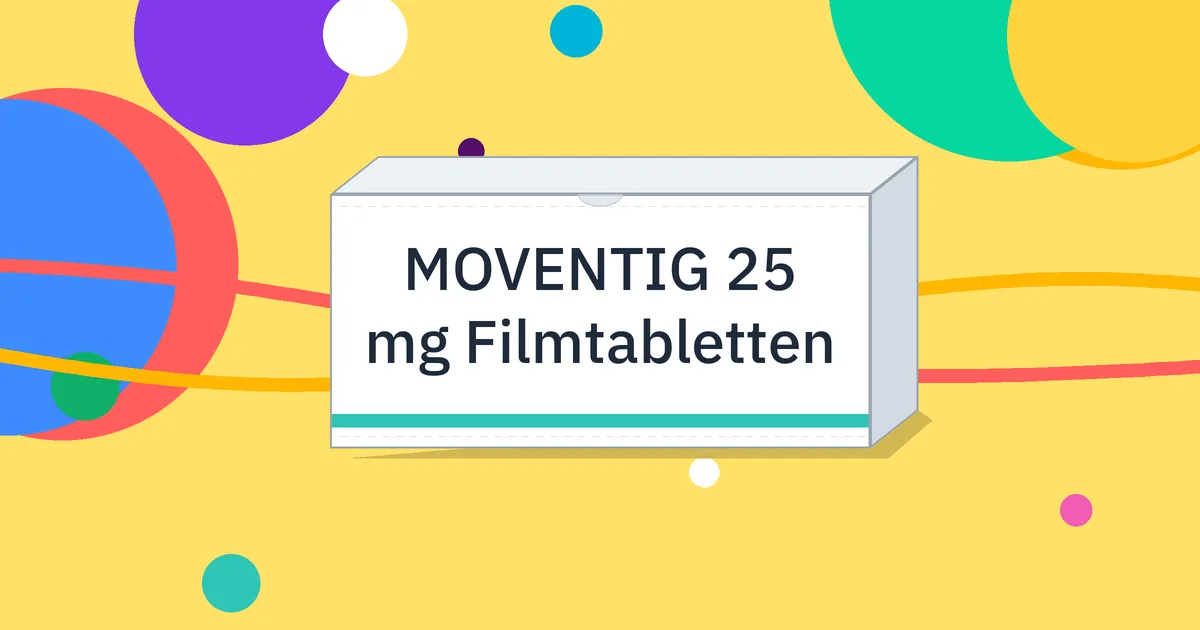 Symbolbild: Packung mit der Aufschrift MOVENTIG 25 mg Filmtabletten (PZN 16687298) – Verfügbarkeit und Bezug in Apotheken in Frankfurt am Main