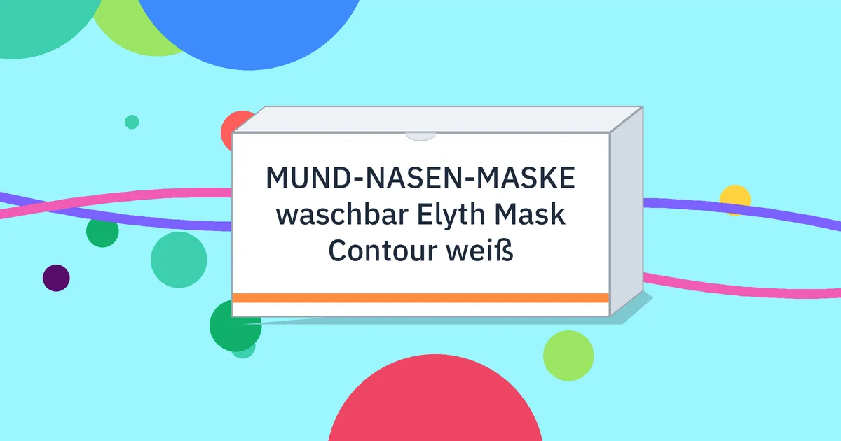Symbolbild: Packung mit der Aufschrift MUND-NASEN-MASKE waschbar Elyth Mask Contour weiß (PZN 16755717) – Verfügbarkeit und Bezug in Apotheken in Frankfurt am Main