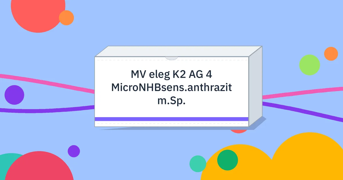 Symbolbild: Packung mit der Aufschrift MV eleg K2 AG 4 MicroNHBsens.anthrazit m.Sp. (PZN 16071640) – Verfügbarkeit und Bezug in Apotheken in Frankfurt am Main