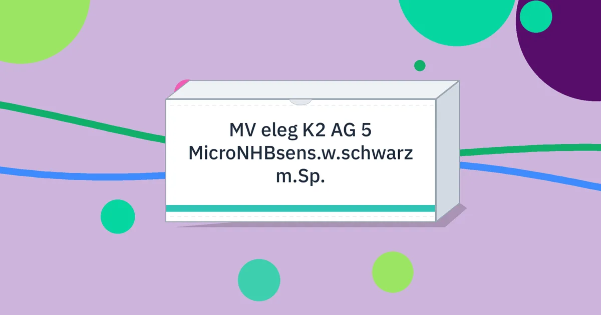 Symbolbild: Packung mit der Aufschrift MV eleg K2 AG 5 MicroNHBsens.w.schwarz m.Sp. (PZN 16068856) – Verfügbarkeit und Bezug in Apotheken in Frankfurt am Main