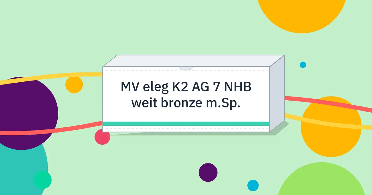 Symbolbild: Packung mit der Aufschrift MV eleg K2 AG 7 NHB weit bronze m.Sp. (PZN 15728977) – Verfügbarkeit und Bezug in Apotheken in Frankfurt am Main