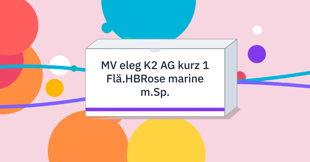 Symbolbild: Packung mit der Aufschrift MV eleg K2 AG kurz 1 Flä.HBRose marine m.Sp. (PZN 15704936) – Verfügbarkeit und Bezug in Apotheken in Frankfurt am Main