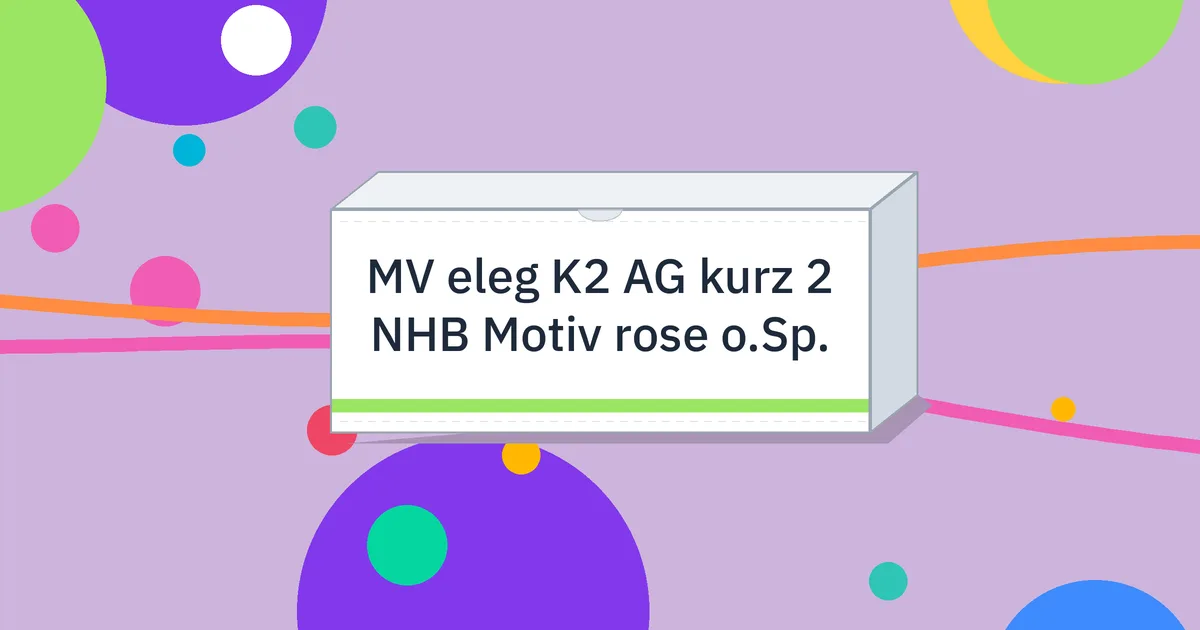 Symbolbild: Packung mit der Aufschrift MV eleg K2 AG kurz 2 NHB Motiv rose o.Sp. (PZN 15707745) – Verfügbarkeit und Bezug in Apotheken in Frankfurt am Main