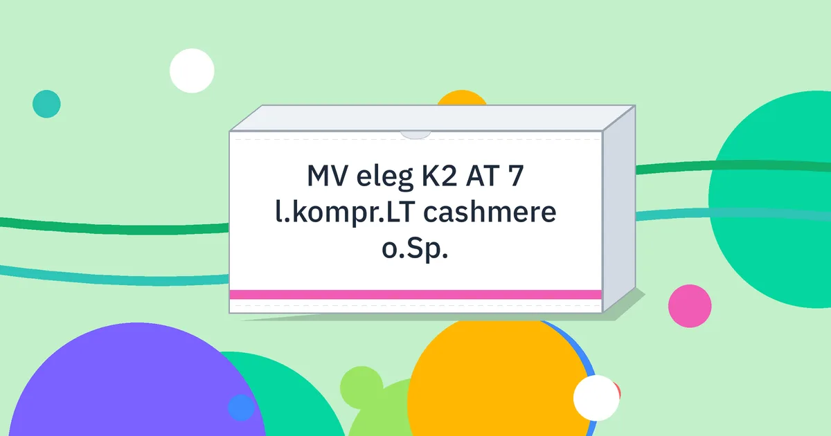 Symbolbild: Packung mit der Aufschrift MV eleg K2 AT 7 l.kompr.LT cashmere o.Sp. (PZN 15285505) – Verfügbarkeit und Bezug in Apotheken in Frankfurt am Main