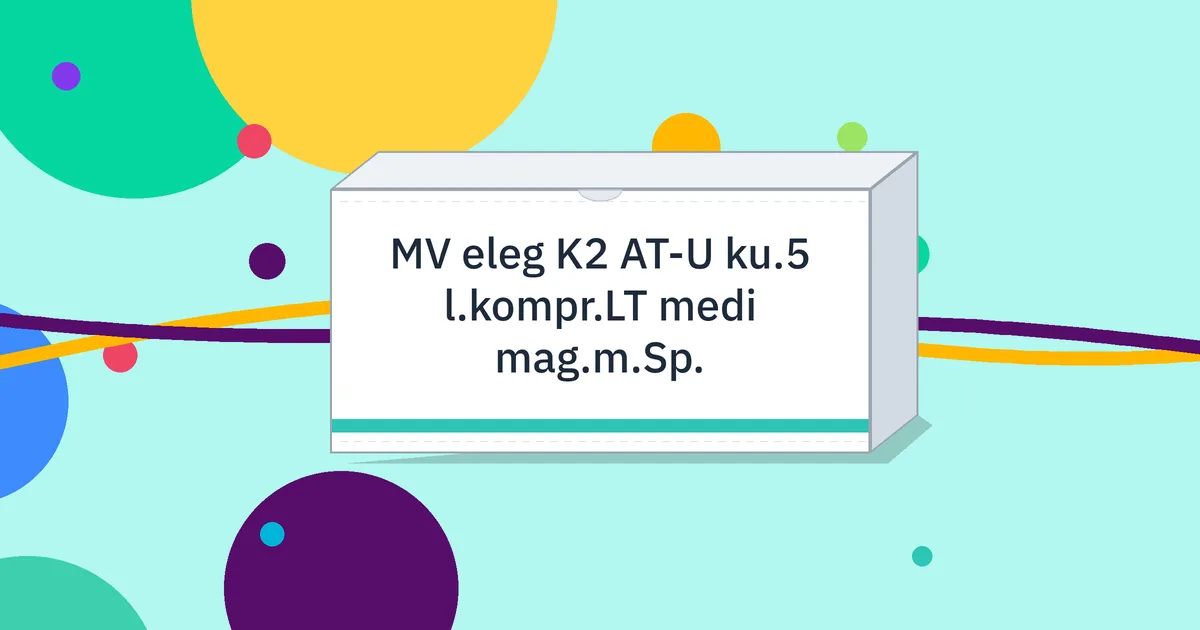 Symbolbild: Packung mit der Aufschrift MV eleg K2 AT-U ku.5 l.kompr.LT medi mag.m.Sp. (PZN 14627435) – Verfügbarkeit und Bezug in Apotheken in Frankfurt am Main
