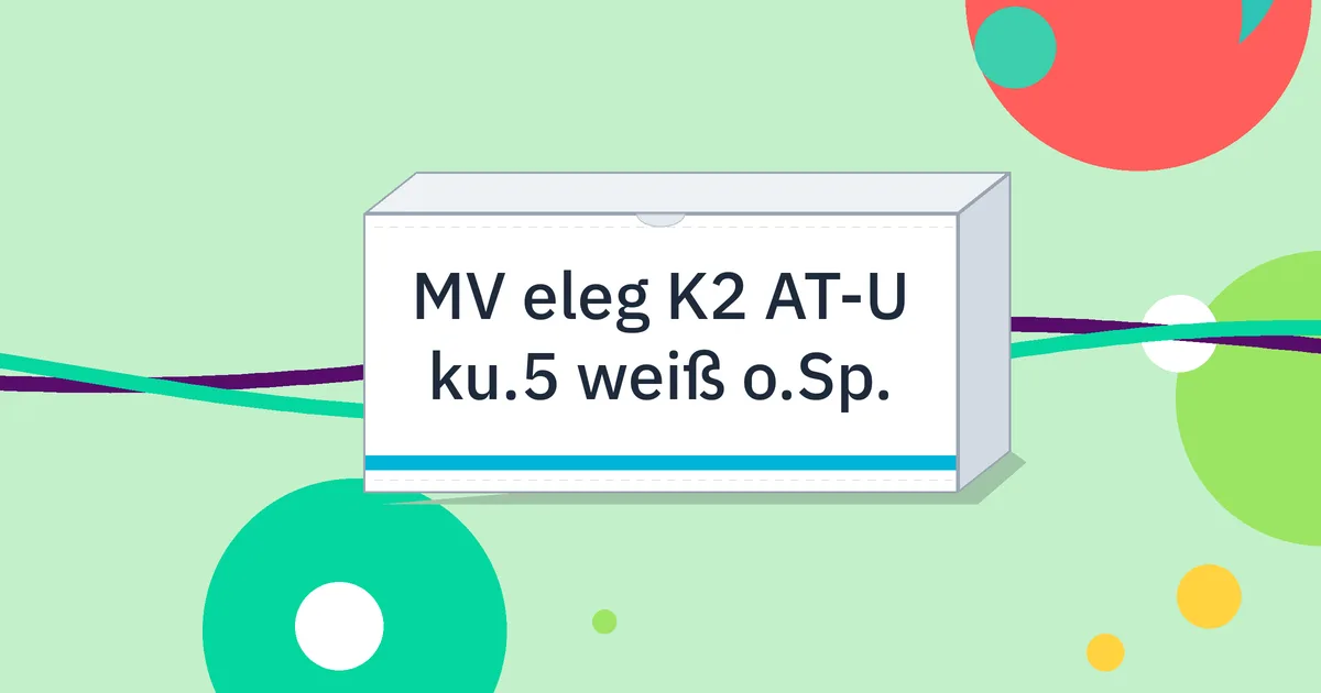 Symbolbild: Packung mit der Aufschrift MV eleg K2 AT-U ku.5 weiß o.Sp. (PZN 00316039) – Verfügbarkeit und Bezug in Apotheken in Frankfurt am Main