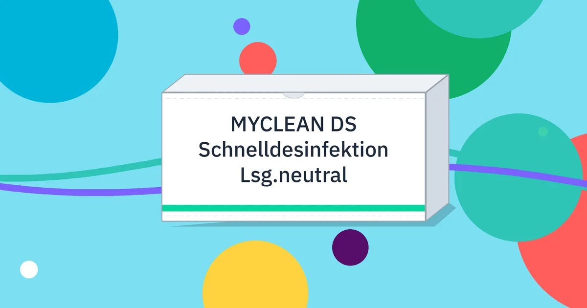 Symbolbild: Packung mit der Aufschrift MYCLEAN DS Schnelldesinfektion Lsg.neutral (PZN 20631866) – Verfügbarkeit und Bezug in Apotheken in Frankfurt am Main