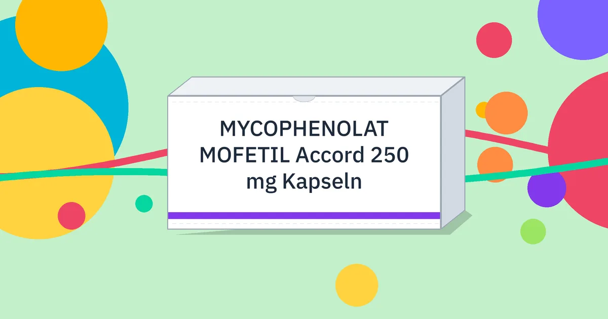 Symbolbild: Packung mit der Aufschrift MYCOPHENOLAT MOFETIL Accord 250 mg Kapseln (PZN 11157012) – Verfügbarkeit und Bezug in Apotheken in Frankfurt am Main
