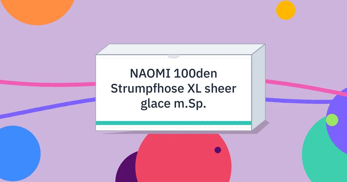 Symbolbild: Packung mit der Aufschrift NAOMI 100den Strumpfhose XL sheer glace m.Sp. (PZN 16177568) – Verfügbarkeit und Bezug in Apotheken in Frankfurt am Main