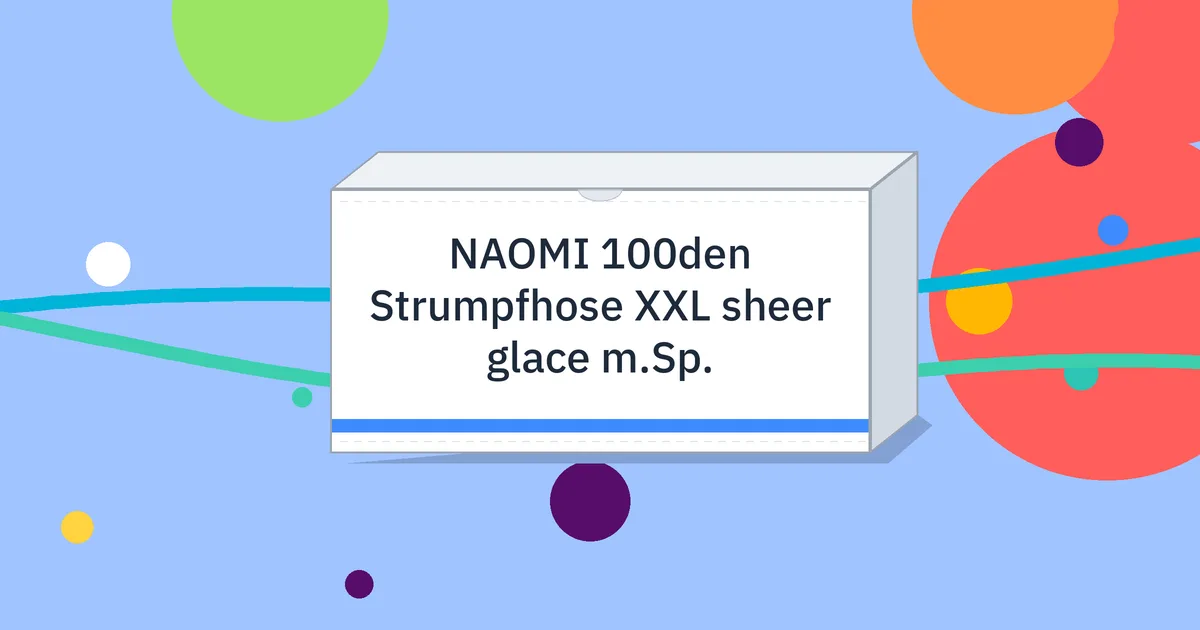 Symbolbild: Packung mit der Aufschrift NAOMI 100den Strumpfhose XXL sheer glace m.Sp. (PZN 16177580) – Verfügbarkeit und Bezug in Apotheken in Frankfurt am Main