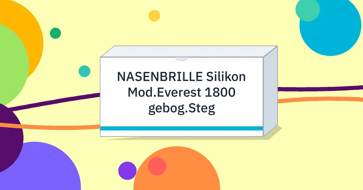 Symbolbild: Packung mit der Aufschrift NASENBRILLE Silikon Mod.Everest 1800 gebog.Steg (PZN 11089405) – Verfügbarkeit und Bezug in Apotheken in Frankfurt am Main
