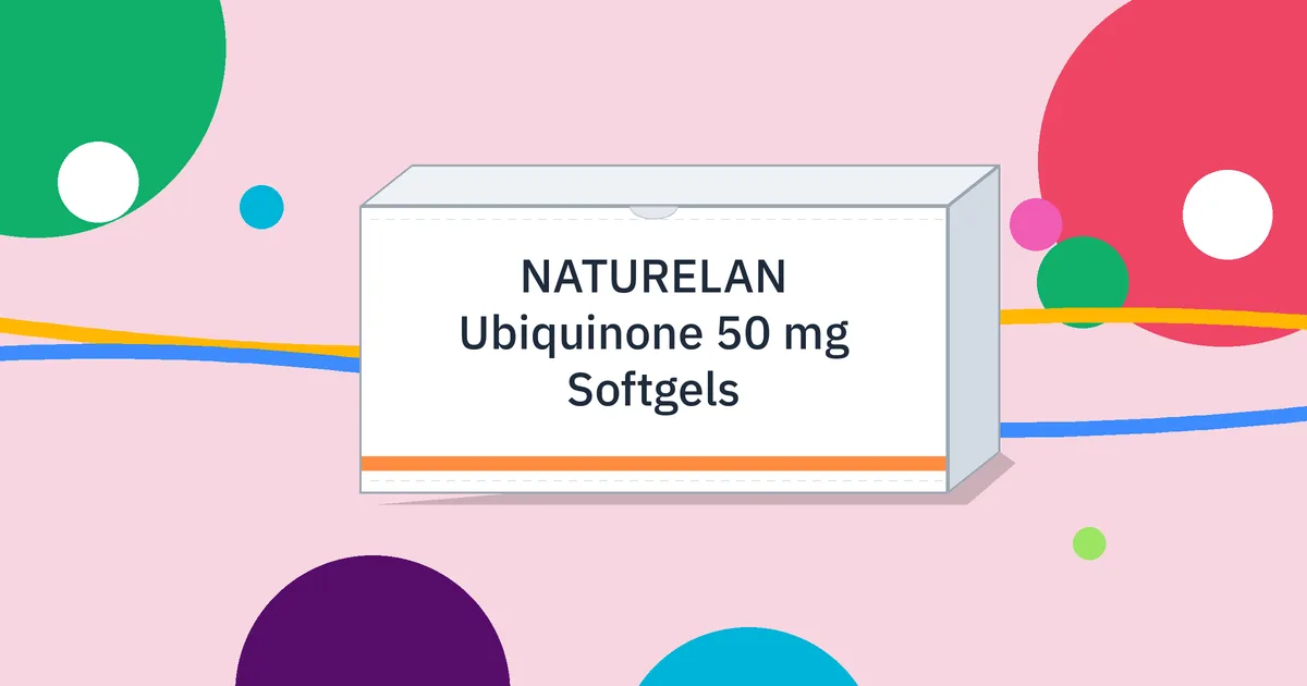 Symbolbild: Packung mit der Aufschrift NATURELAN Ubiquinone 50 mg Softgels (PZN 20093133) – Verfügbarkeit und Bezug in Apotheken in Frankfurt am Main