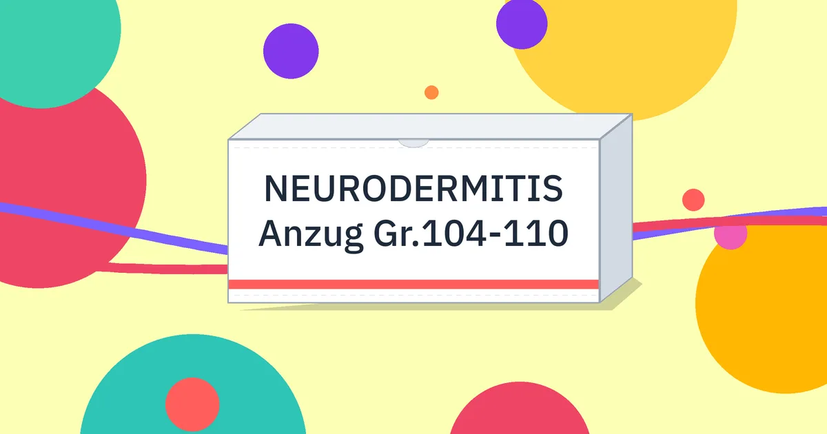 Symbolbild: Packung mit der Aufschrift NEURODERMITIS Anzug Gr.104-110 (PZN 07429249) – Verfügbarkeit und Bezug in Apotheken in Frankfurt am Main
