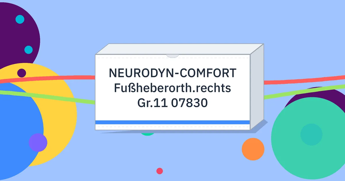 Symbolbild: Packung mit der Aufschrift NEURODYN-COMFORT Fußheberorth.rechts Gr.11 07830 (PZN 09390095) – Verfügbarkeit und Bezug in Apotheken in Frankfurt am Main