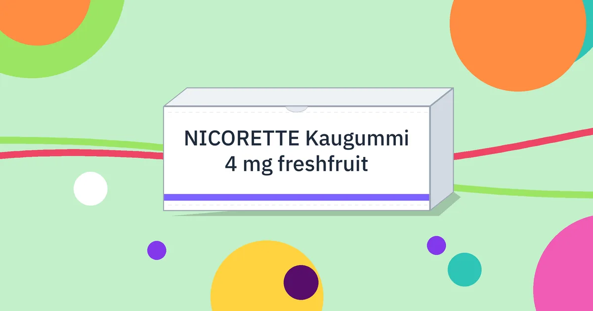 Symbolbild: Packung mit der Aufschrift NICORETTE Kaugummi 4 mg freshfruit (PZN 04370113) – Verfügbarkeit und Bezug in Apotheken in Frankfurt am Main