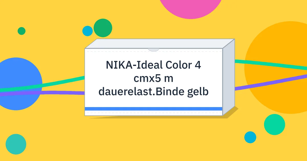 Symbolbild: Packung mit der Aufschrift NIKA-Ideal Color 4 cmx5 m dauerelast.Binde gelb (PZN 14236019) – Verfügbarkeit und Bezug in Apotheken in Frankfurt am Main
