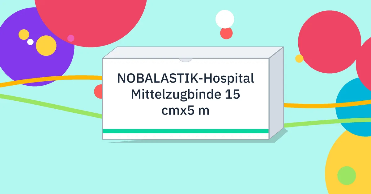 Symbolbild: Packung mit der Aufschrift NOBALASTIK-Hospital Mittelzugbinde 15 cmx5 m (PZN 00032365) – Verfügbarkeit und Bezug in Apotheken in Frankfurt am Main