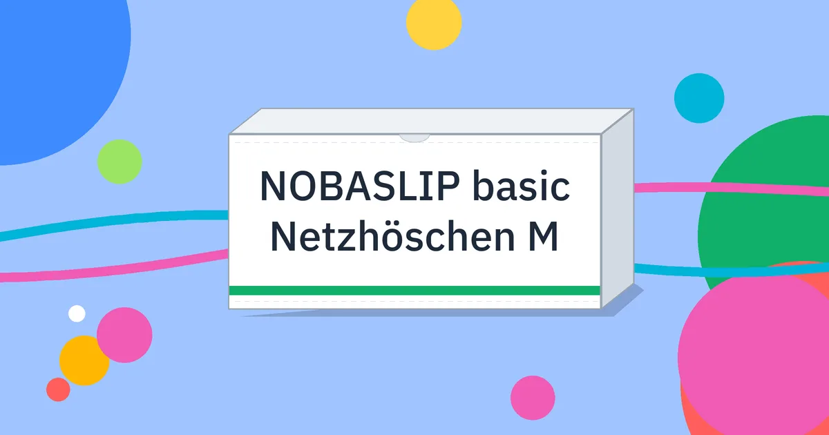 Symbolbild: Packung mit der Aufschrift NOBASLIP basic Netzhöschen M (PZN 16259444) – Verfügbarkeit und Bezug in Apotheken in Frankfurt am Main
