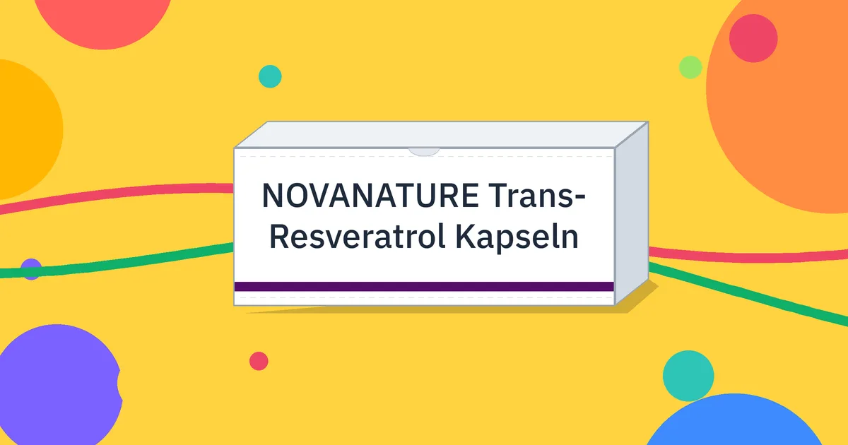 Symbolbild: Packung mit der Aufschrift NOVANATURE Trans-Resveratrol Kapseln (PZN 19146077) – Verfügbarkeit und Bezug in Apotheken in Frankfurt am Main