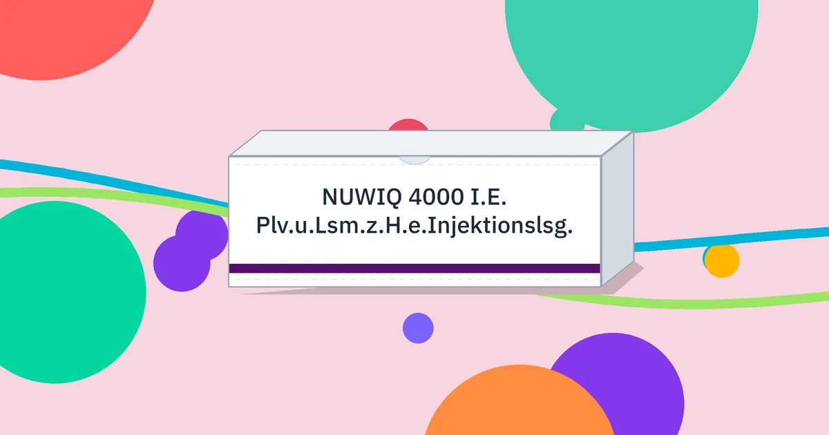 Symbolbild: Packung mit der Aufschrift NUWIQ 4000 I.E. Plv.u.Lsm.z.H.e.Injektionslsg. (PZN 13831412) – Verfügbarkeit und Bezug in Apotheken in Frankfurt am Main