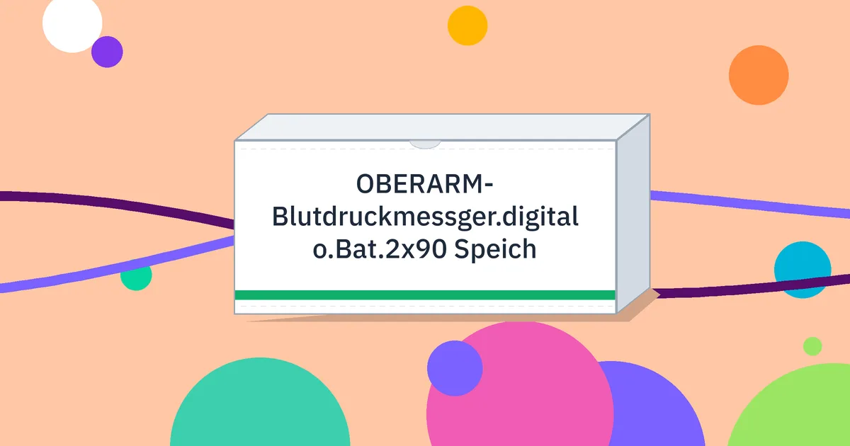 Symbolbild: Packung mit der Aufschrift OBERARM-Blutdruckmessger.digital o.Bat.2x90 Speich (PZN 16501282) – Verfügbarkeit und Bezug in Apotheken in Frankfurt am Main