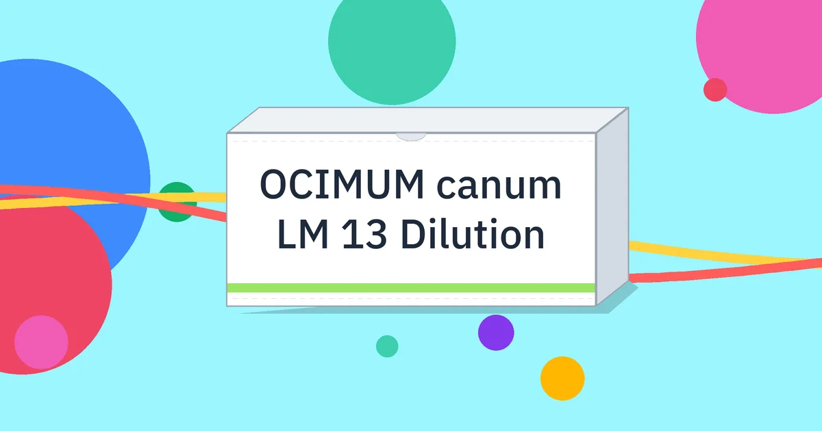 Symbolbild: Packung mit der Aufschrift OCIMUM canum LM 13 Dilution (PZN 13621873) – Verfügbarkeit und Bezug in Apotheken in Frankfurt am Main