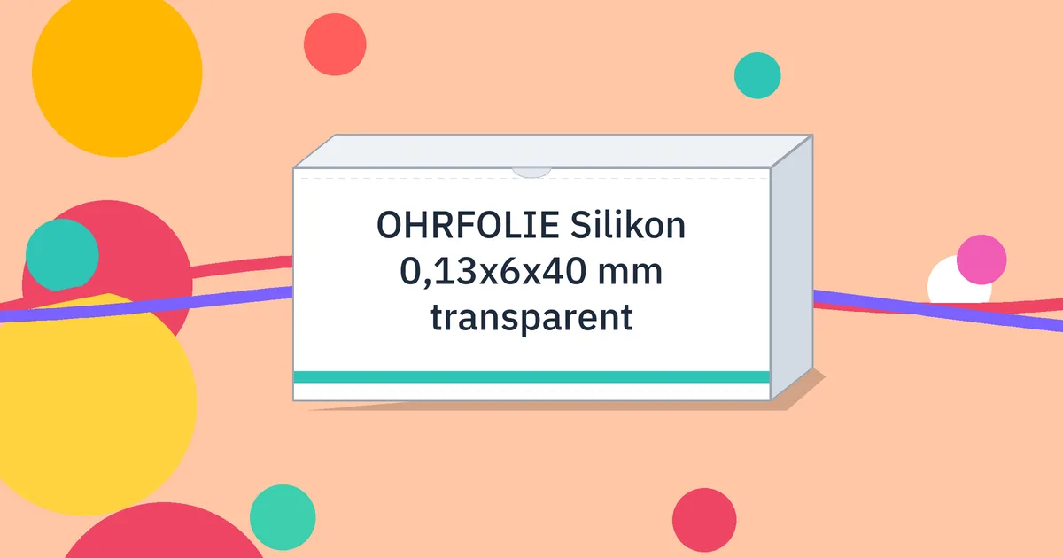 Symbolbild: Packung mit der Aufschrift OHRFOLIE Silikon 0,13x6x40 mm transparent (PZN 20065651) – Verfügbarkeit und Bezug in Apotheken in Frankfurt am Main