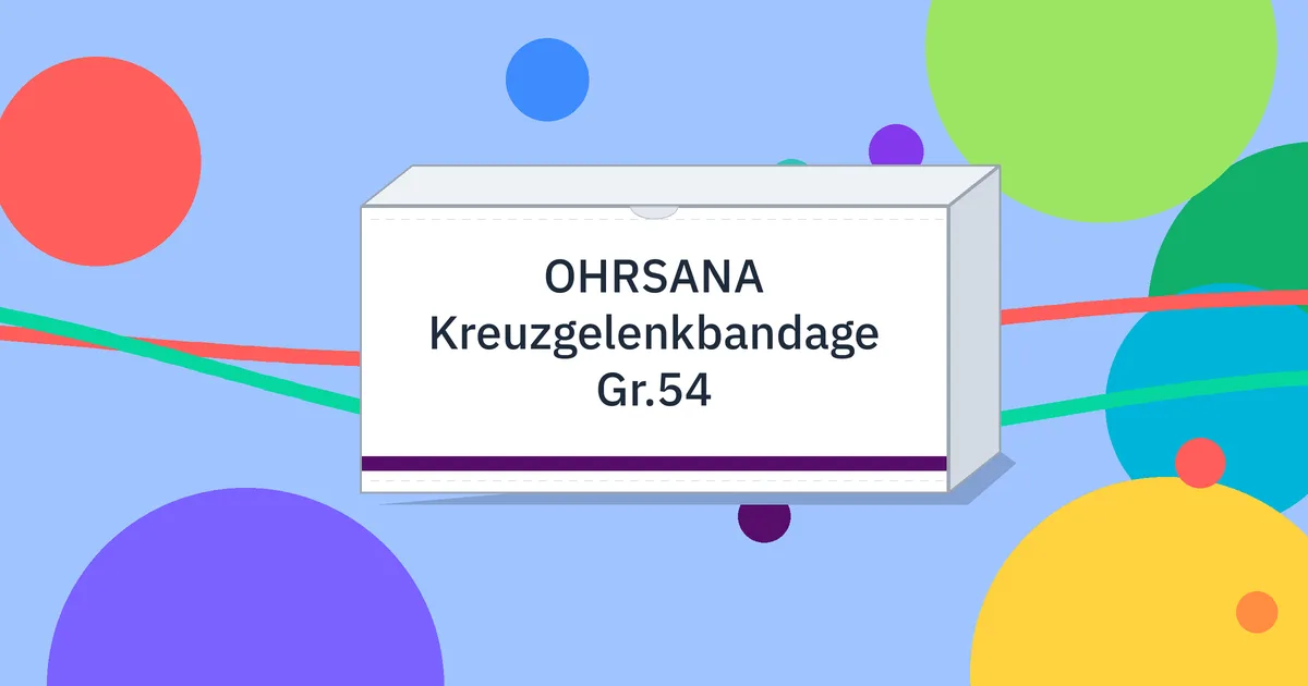 Symbolbild: Packung mit der Aufschrift OHRSANA Kreuzgelenkbandage Gr.54 (PZN 02670130) – Verfügbarkeit und Bezug in Apotheken in Frankfurt am Main