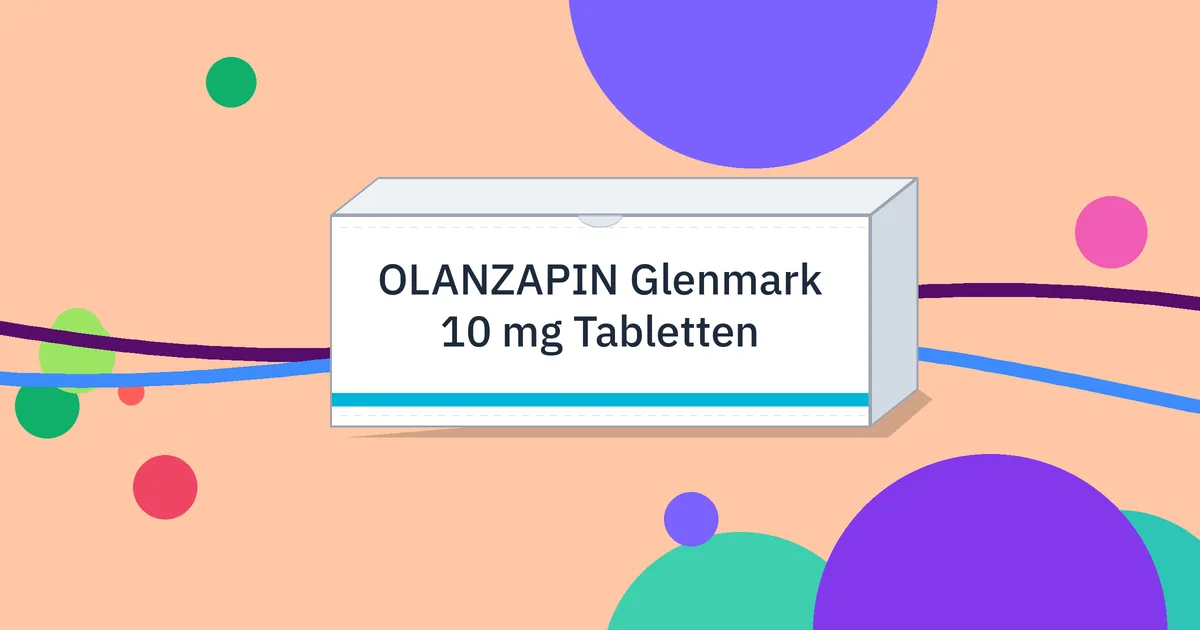 Symbolbild: Packung mit der Aufschrift OLANZAPIN Glenmark 10 mg Tabletten (PZN 09465999) – Verfügbarkeit und Bezug in Apotheken in Frankfurt am Main